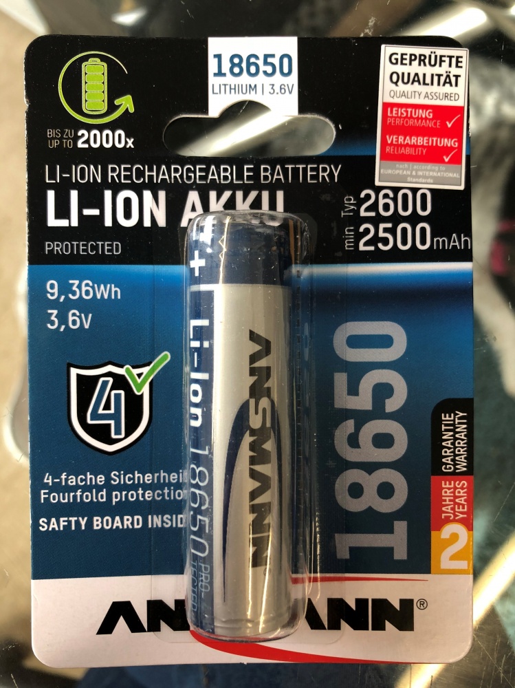 Ansmann 18650 3.6v 2600mAh Li-Ion Battery